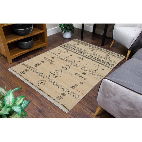 Trellis Moroccan Marilee Beige/Gray Hand-knotted Wool Rug - 5'0 x 8'5 ...