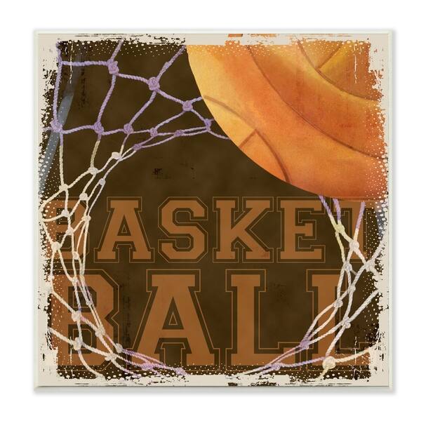 Stupell Basketball Hoop Sports Word Design Wood Wall Art,12x12, Proudly ...
