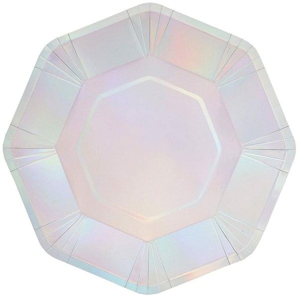 Juvale Octagon Paper Party Plates, Holographic, 9 Inches (24 Pack ...