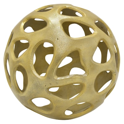 Three Hands Metal Abstract Orb in Gold Metal 13in L x 13in W x 13in H ...