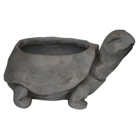 Three Hands Turtle Planter in Silver Resin 16in L x 13in W x 9in H ...