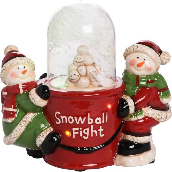 Transpac Dolomite Red Christmas Light Up Music Snow Ball - N/A - Bed ...
