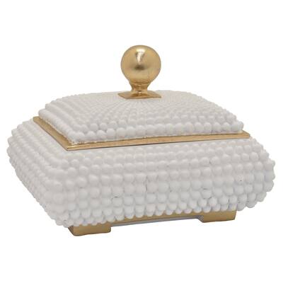Three Hands Covered Box in White Resin 10in L x 8in W x 7in H ...