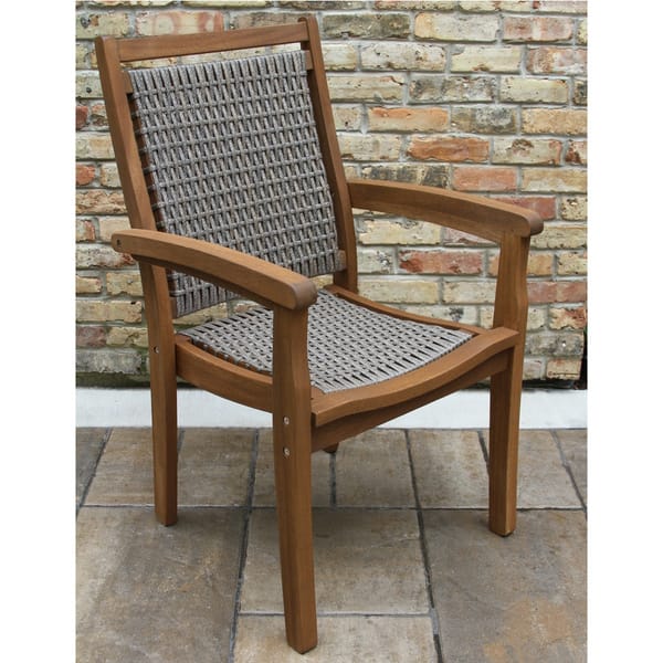 Eilaf Driftwood Grey Wicker & Eucalyptus Stacking Armchair - Bed Bath ...