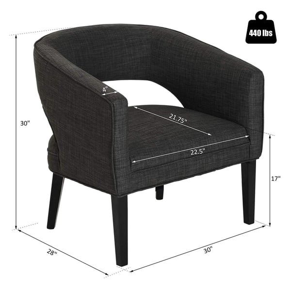 Linen Upholstered Tub Barrel Dinning Chair Accent Armchair - Bed Bath ...