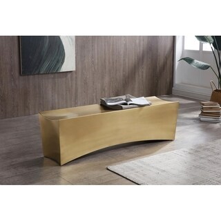 Modrest Anvil Modern Rectangular Brushed Gold Bench - Bed Bath & Beyond ...