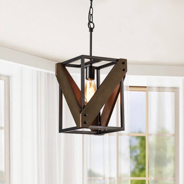The Gray Barn Highclere 1-light Black Metal and Natural Wood Pendant ...