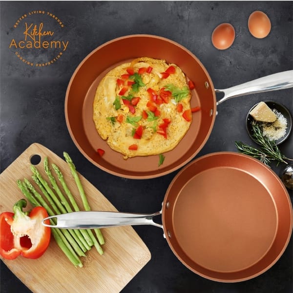 Kitchen Academy Red Ceramic Hammered 6 Piece Nonstick Induction ...