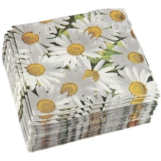 100 Pack Decorative Daisy Floral Paper Napkins, 2-Ply, 6.5x6.5 ...