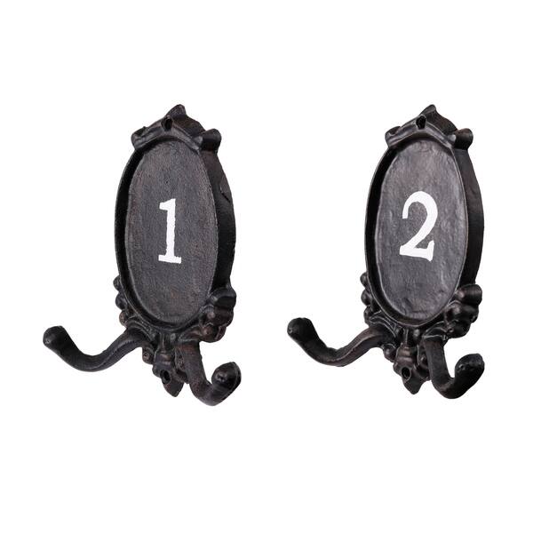 Iron Prong Coat Hook with Dual Hanging Angles, Set of 2, Black - Bed ...
