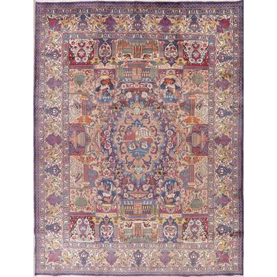 Dynasty Historical Kashmar Vintage Pictorial Area Rug Handmade Persian ...