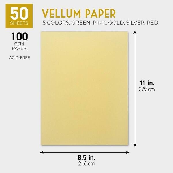 50-Sheets Assorted Vellum Paper for Card Making and Scrapbook, 5 Colors ...