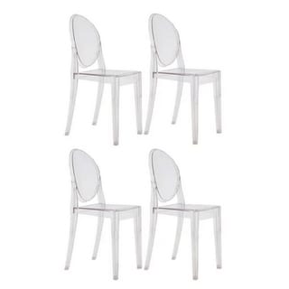 Porch & Den Pearson Clear Plastic Armless Dining Chair (Set of 4) - Bed ...