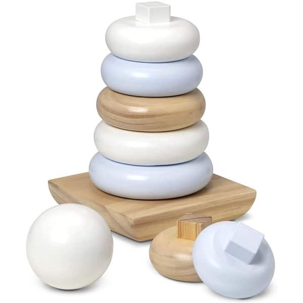 Melissa & Doug Jumbo Wooden Stacker Toy Nursery Decor Natural - Bed ...