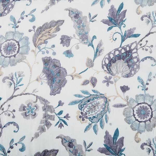 No. 918 Sarita Floral Print Sheer Rod Pocket Curtain Panel, Single ...