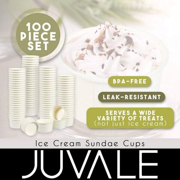 Ice Cream Sundae Cups 100-Piece Disposable Paper Dessert Ice Cream ...
