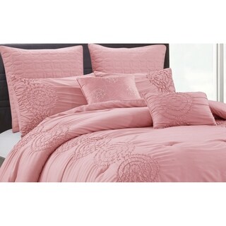 Hillstone 7-Piece Solid Smocked Comforter Set - Bed Bath & Beyond ...