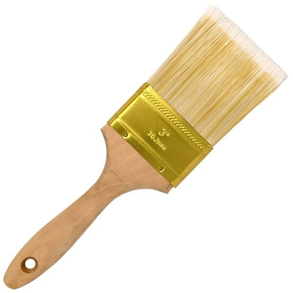 ALEKO Flat-Cut Polyester Paint Brush with Wooden Handle - 3 Inches for ...