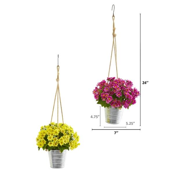 24" Daisy Artificial Arrangement in Hanging Bucket (Set of 2) - Bed ...