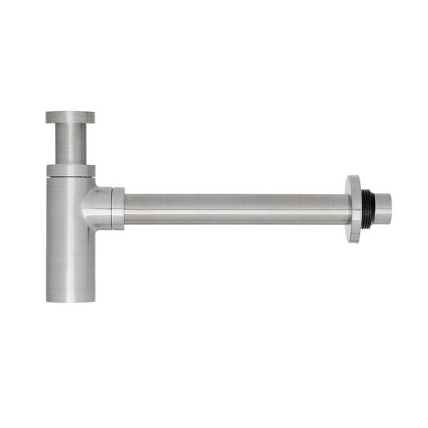 Solid Round Bottle Modern P Trap in Brushed Nickel Finish Basin Sink ...