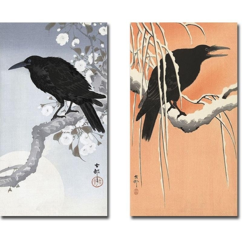 Gallery Block Print Two Ravens Prints Digital Prints Art & Collectibles ...