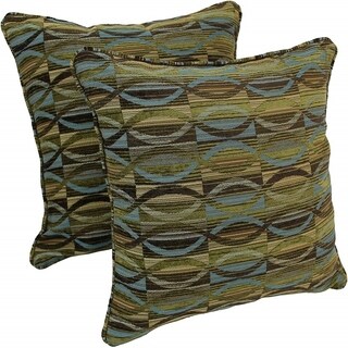 Set of 2 Double-Corded Jacquard Throw Pillows Earthen Waves 18" x 18 ...