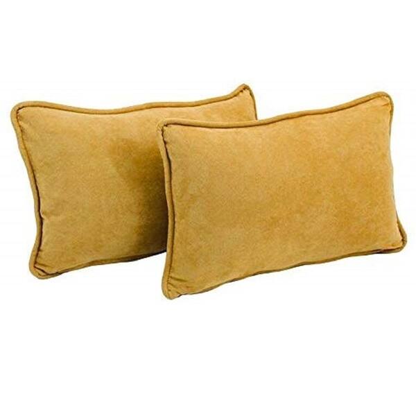 Set of 2 Corded Solid Rectangular Throw Pillows Lemon 20" x 12" - Bed ...