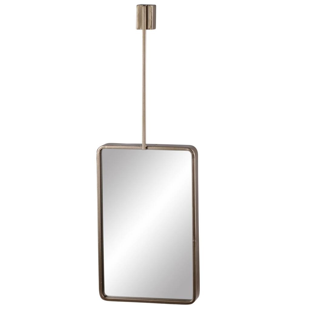 Rectangle Metal Wall Mirror with Top Brace Hanger, Coated Gold Finish ...
