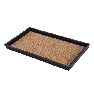 Natural and Recycled Rubber Boot Tray with Gray and Ivory Coir Insert ...