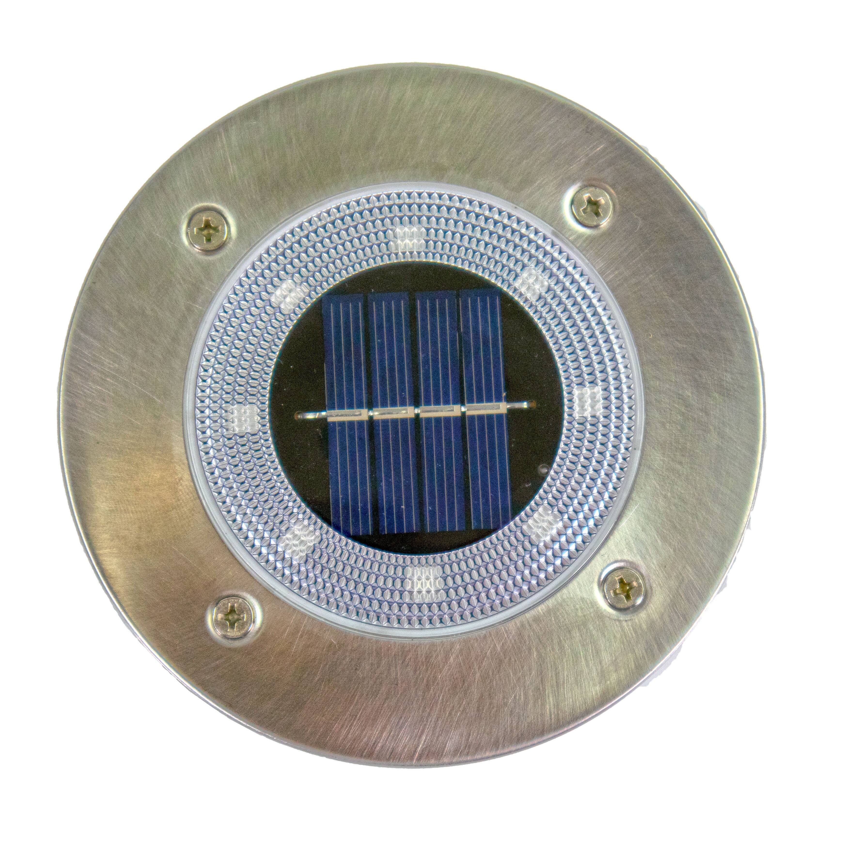 Solar Powered Disc COLOR Changing 8 LED Disk Light Diffusing Lens Path ...