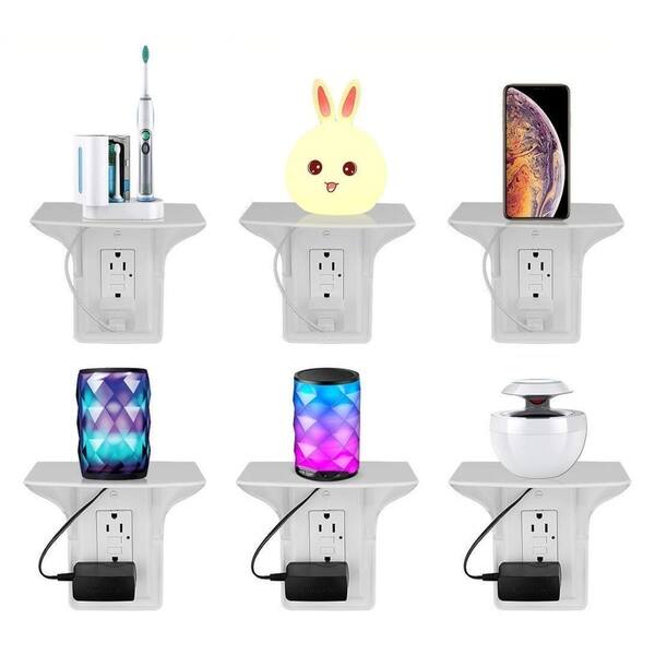 Wall Outlet Shelf - Space Saving with Cable Channel For Cords ...