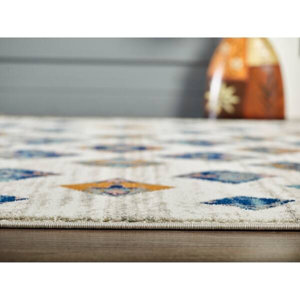 Abani Porto Tribal Rectangle Southwest Orange and Blue Block Area Rug ...