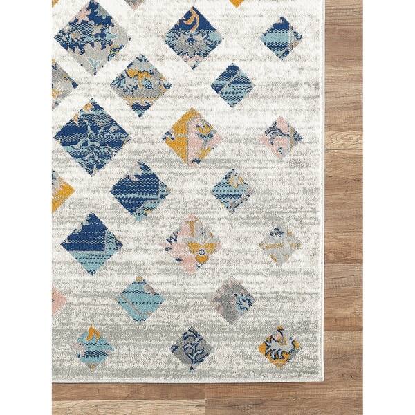 Abani Porto Tribal Rectangle Southwest Orange and Blue Block Area Rug ...