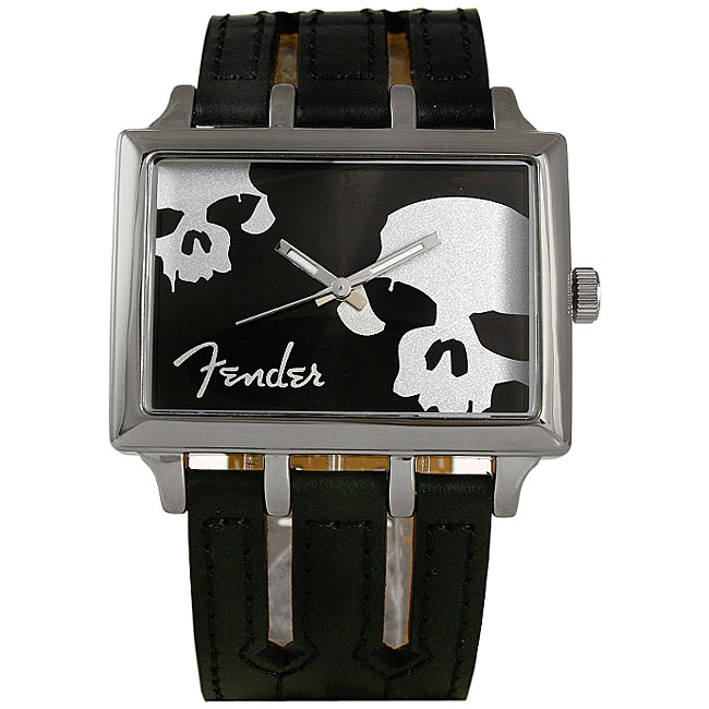 Fender Men's Skull Black Leather Watch - 11367774 - Overstock.com ...
