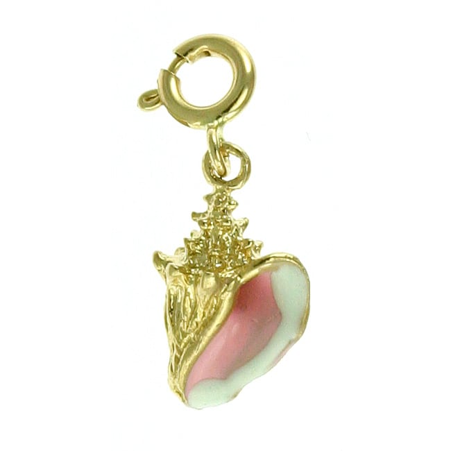 14k Yellow Gold Conch Shell Charm - Free Shipping Today - Overstock.com ...
