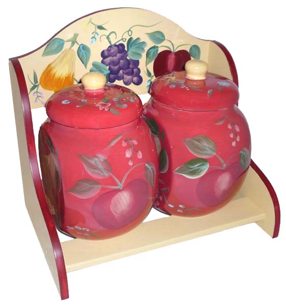 Sandy's Orchard Hand-painted Storage Jars w/ Rack - Bed Bath & Beyond ...