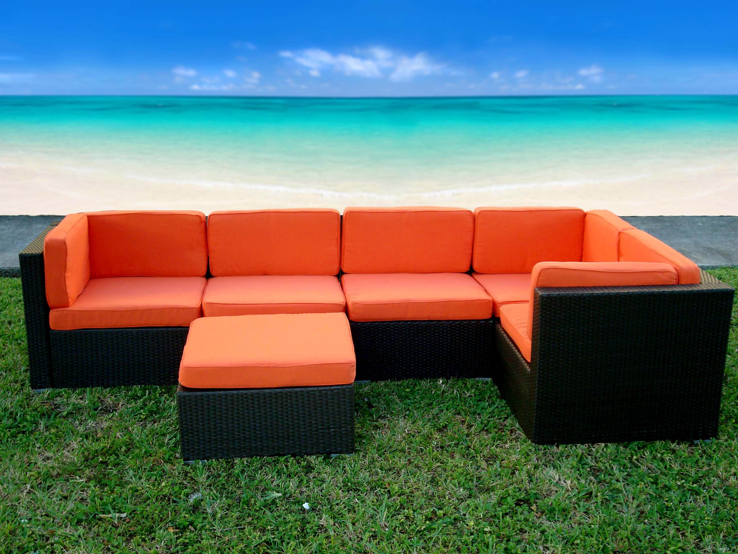 Aventura Orange Patio Sofa Set - Bed Bath & Beyond - 2918365