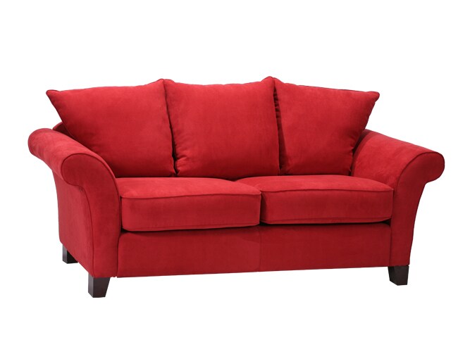Provence Crimson Red Microfiber Flared-arm Sofa - Bed Bath & Beyond ...