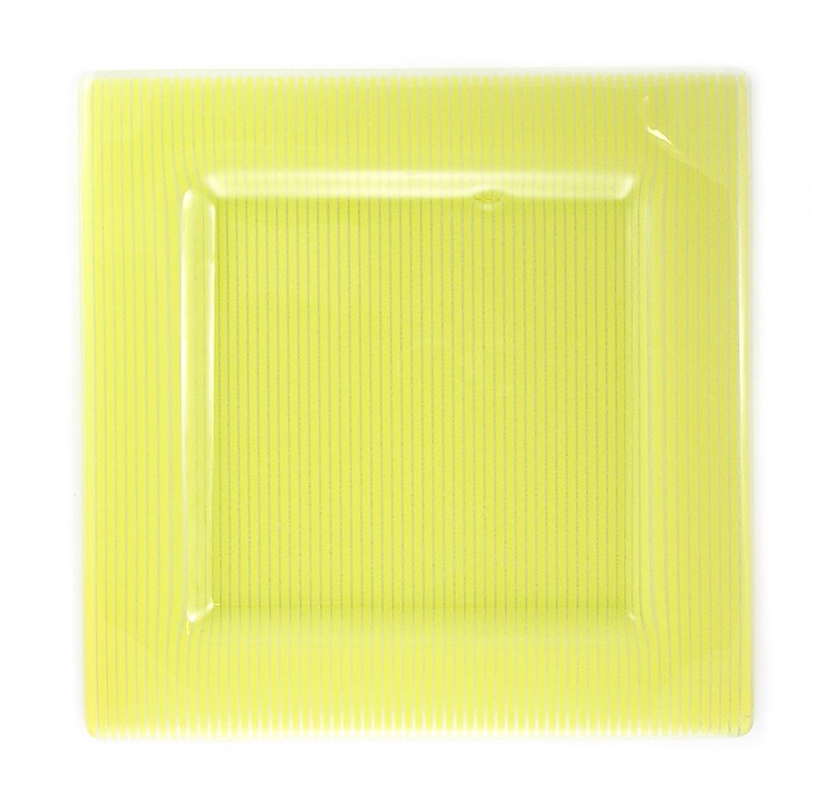 Fusion Yellow Striped Square Glass Plates (Case of 6) - Bed Bath ...