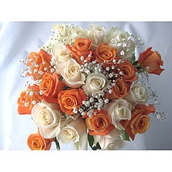 24 Fresh Cut Orange and White Roses - Bed Bath & Beyond - 3297846