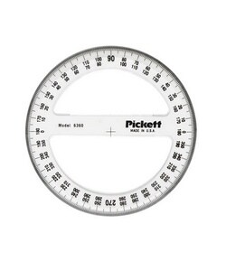 Protractor, Full Circle, 6'' Diameter, Distortion Free (Each) - Bed ...