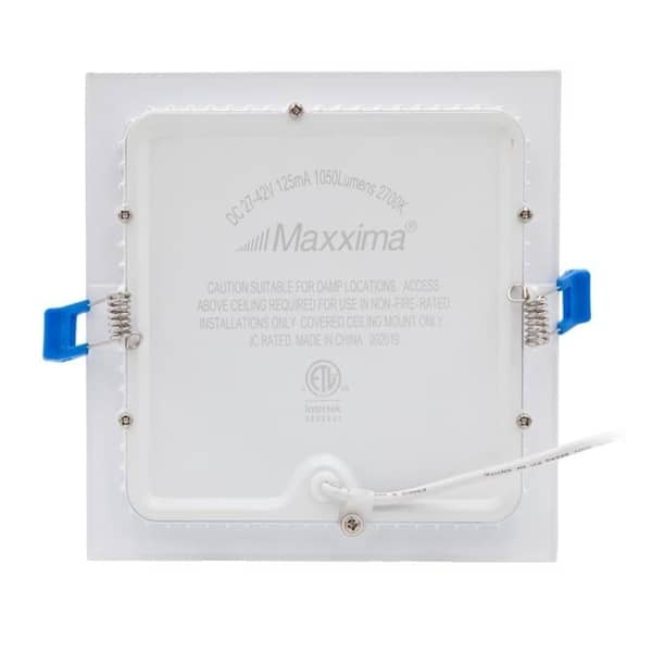Maxxima 6 in. Slim LED Downlight, Canless Square LED Dimmable 1050 ...