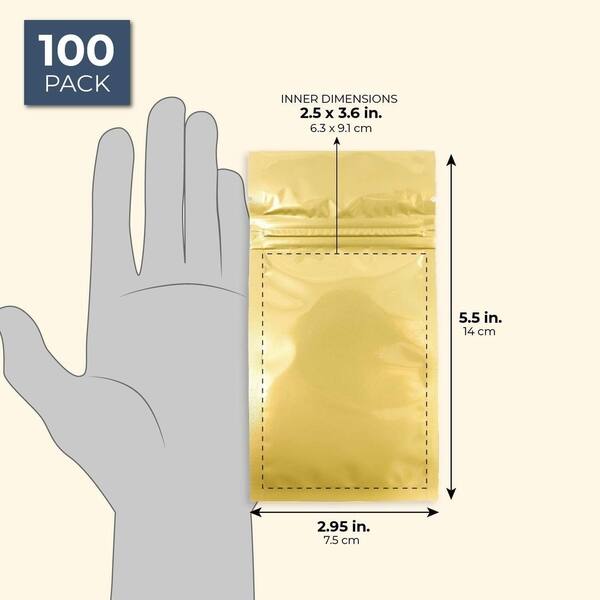 100 Resealable Metallic Foil Zip Bags Storage Pouch Double Sided Lock ...
