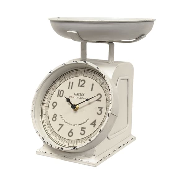 Rustic White Scale w/Clock - Bed Bath & Beyond - 30034794