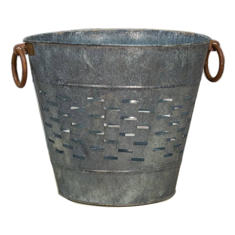 10.5" Galvanized Olive Bucket - Overstock - 30034833