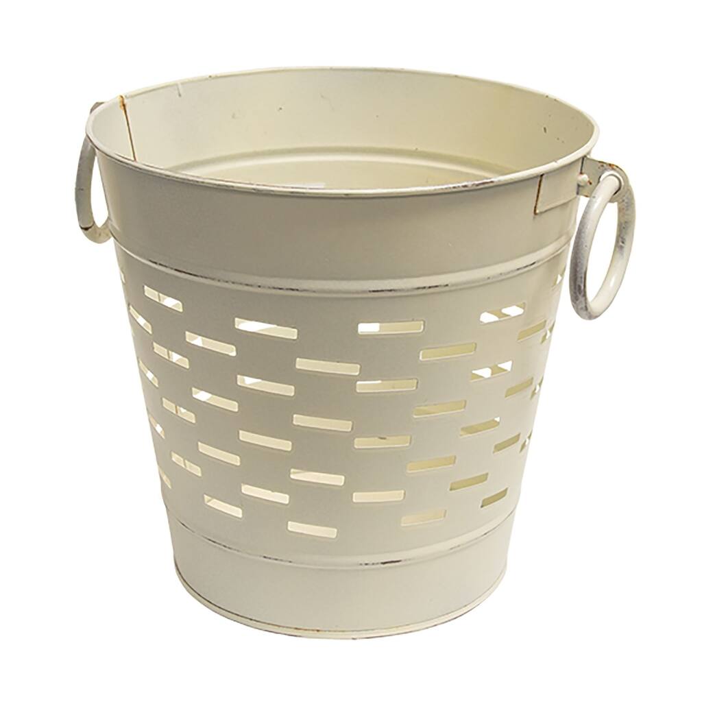 Farmhouse White Olive Bucket 9 inch - Overstock - 30034867