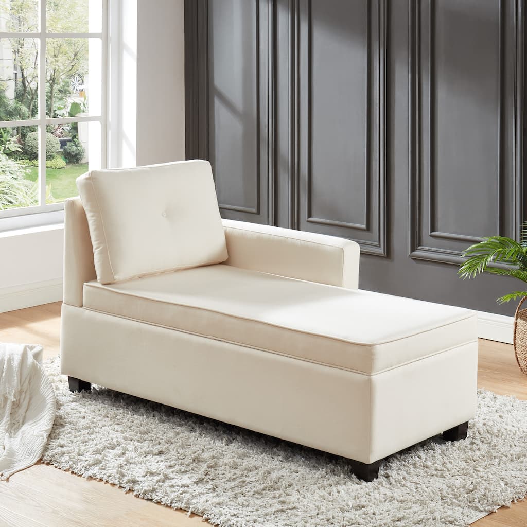 Mord Contemporary Ivory Linen Chaise with Storage by Furniture of ...