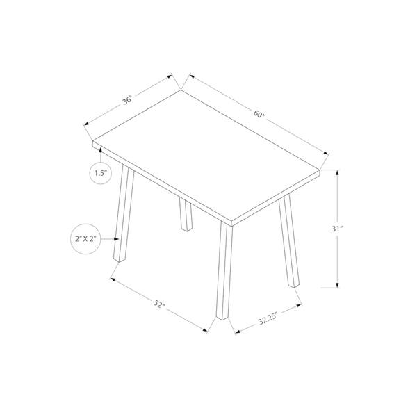 Dining Table, 60" Rectangular, Kitchen, Dining Room, Metal, Laminate ...