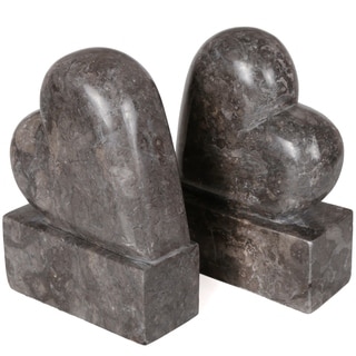 Creative Home Charcoal Marble Heart Shaped Bookend Set (Set of 2) - Bed ...