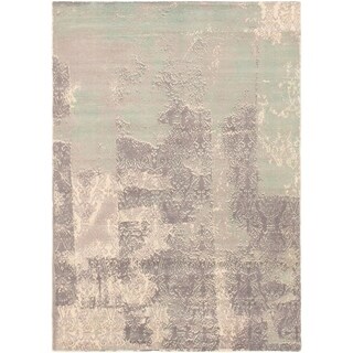 Hand-knotted Galleria Cream, Blue Wool Rug - 5'2 x 7'4/5'2" x 7'4 ...